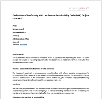 Template for a declaration of conformity with the German Sustainability ...
